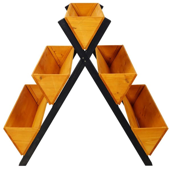 Wood Plant Stand, 3-Tier Wooden Vertical Raised Planter with Legs ...