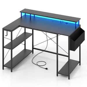 HOMCOM 57.9 in. Black Reversible L Shaped Desk, Corner Computer Desk ...