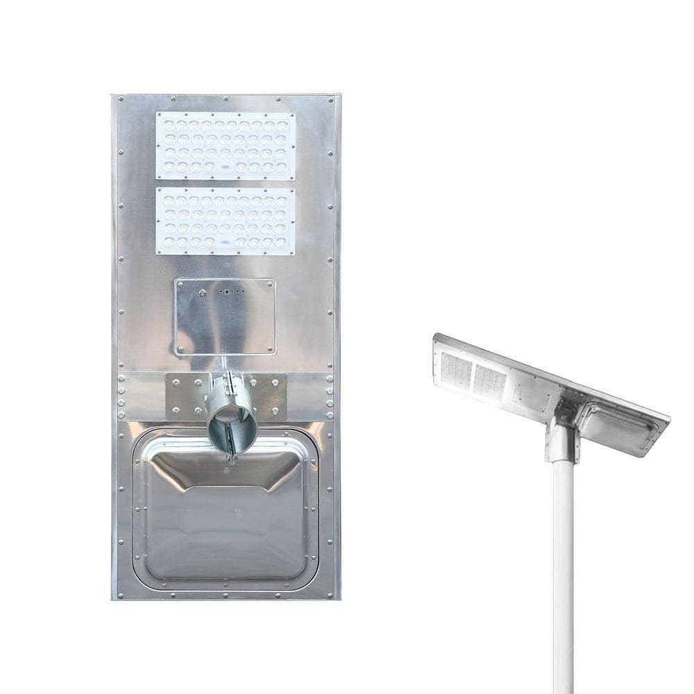 PUDO 3200 Lumens 350° Solar Powered Outdoor Integrated Led Gray Flood ...