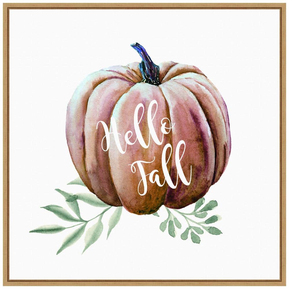 Amanti Art 22 in. Hello Fall Pumpkin Watercolor Fall/Thanksgiving ...