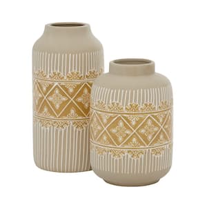 Litton Lane 11 in. Beige Antique Style Distressed Ceramic Pitcher ...