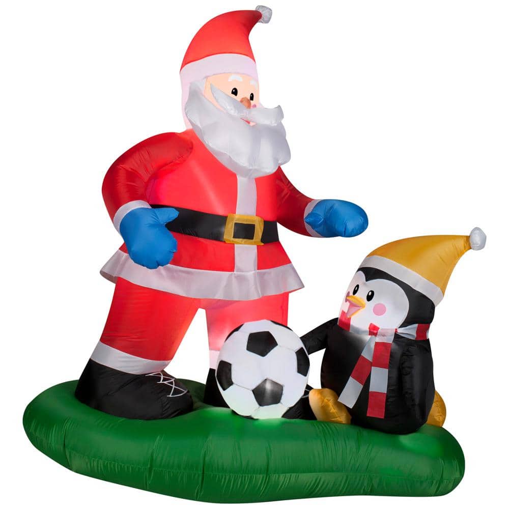 Home Accents Holiday 4.99 ft. Pre-lit LED Inflatable Santa Soccer Scene ...