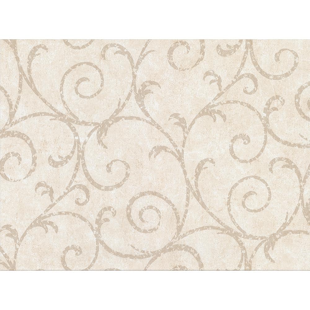 Warner Sansa Cream Plaster Scroll Vinyl Strippable Wallpaper (Covers 60 ...