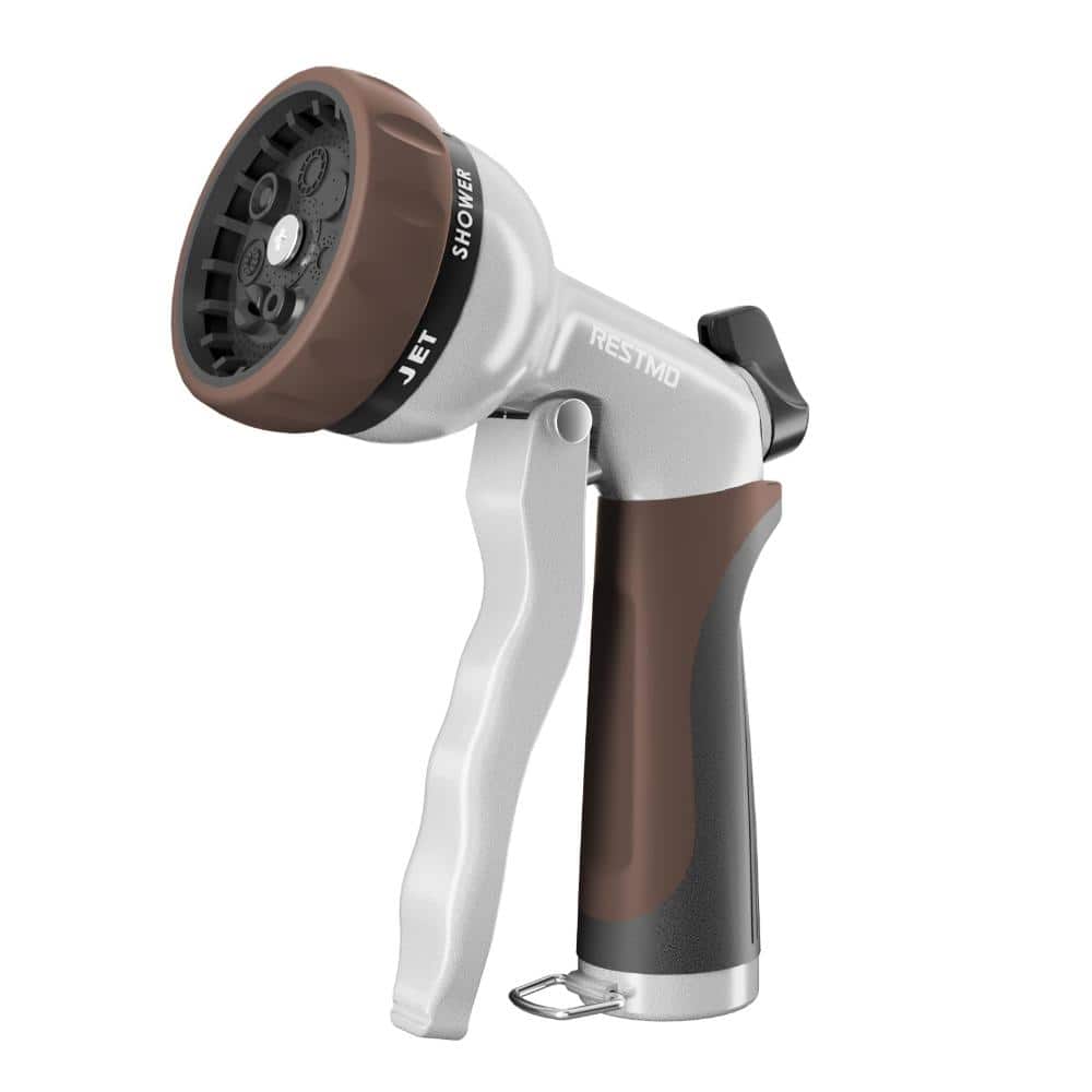 3/4 in. Garden Hose Nozzle with 7 Spray Patterns, Heavy-Duty Metal ...