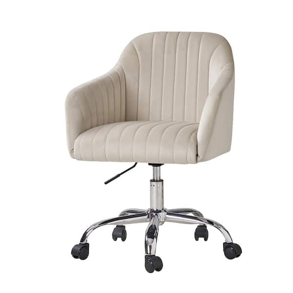 JAYDEN CREATION Thomas Tan Modern Velvet Swivel Task Chair with Channel ...