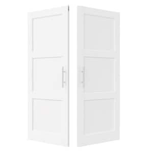 TENONER 60 in. x 80 in. Solid Wood & MDF, 2-Panel, White Primed, Pantry ...