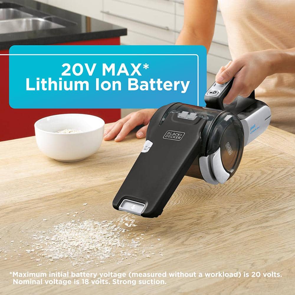 BLACK+DECKER 20-Volt Max Li-Ion Cordless 1.875-Cup Handheld Pivot Vac ...