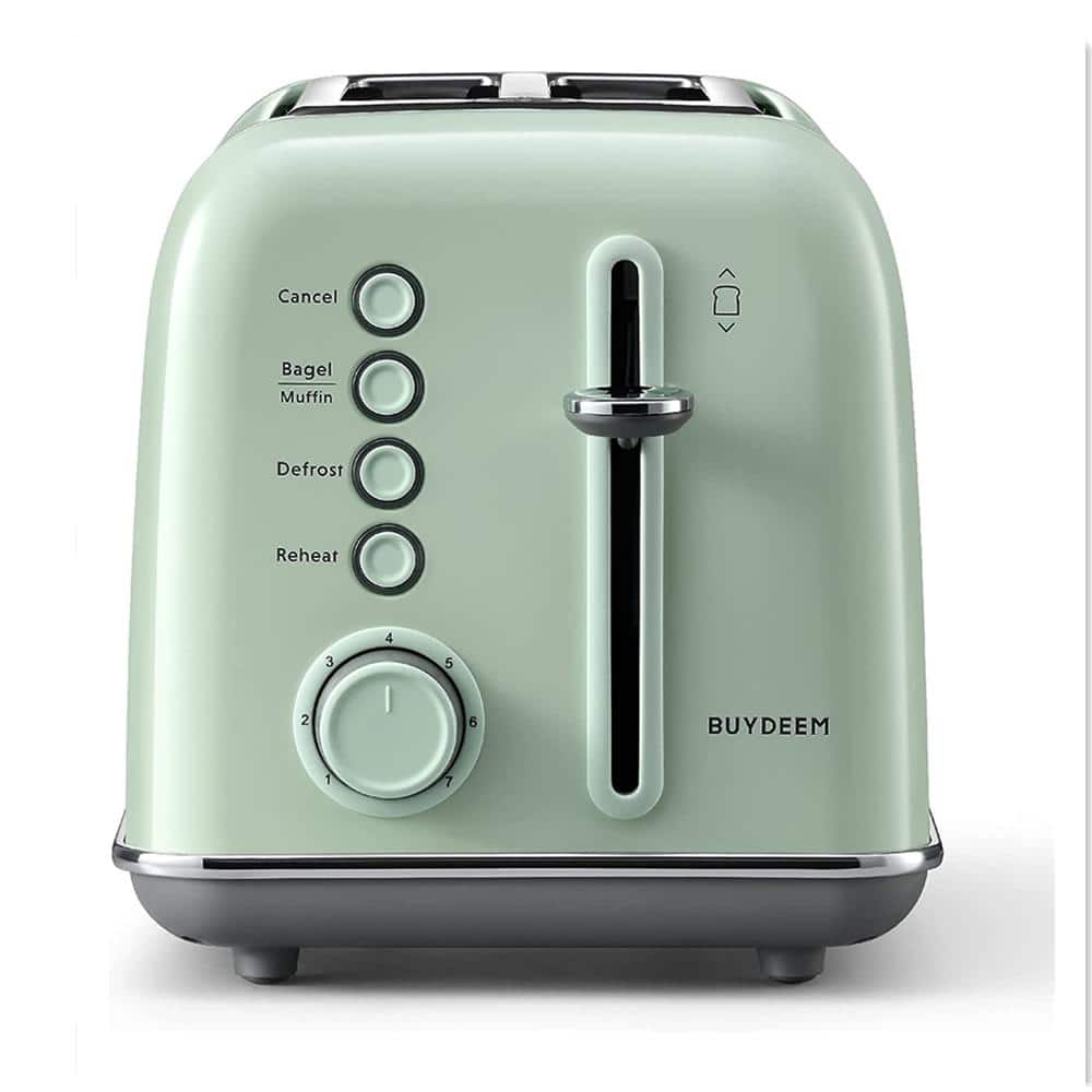 BUYDEEM 2-Slice Cozy Greenish Extra-Wide Slot Toaster with Removal ...