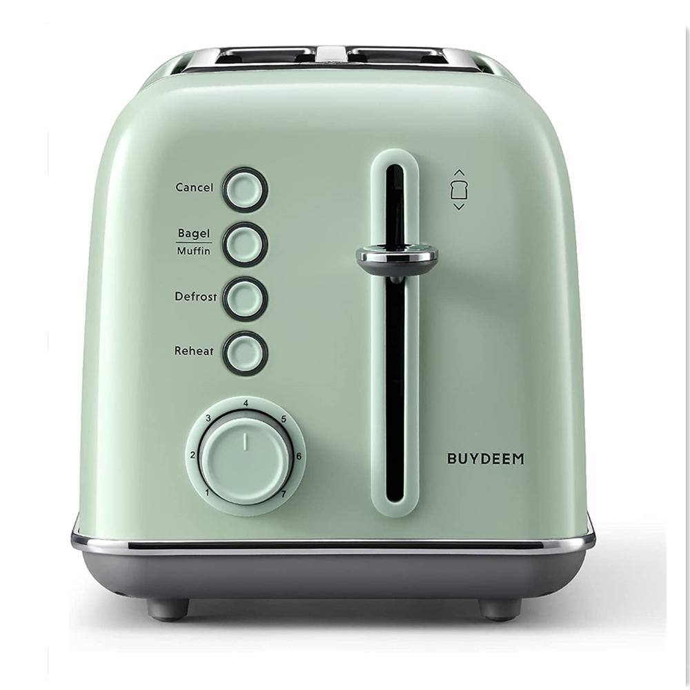 BUYDEEM 2-Slice Cozy Greenish Extra-Wide Slot Toaster with Removal ...