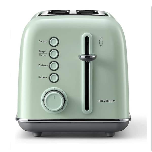 BUYDEEM 2-Slice Cozy Greenish Extra-Wide Slot Toaster with Removal ...