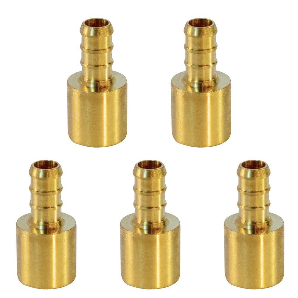PLUMBFLEX 1/2 in. Brass Male Sweat Copper Adapter x 3/8 in. Pex Barb Pipe Fitting (5-Pack ...
