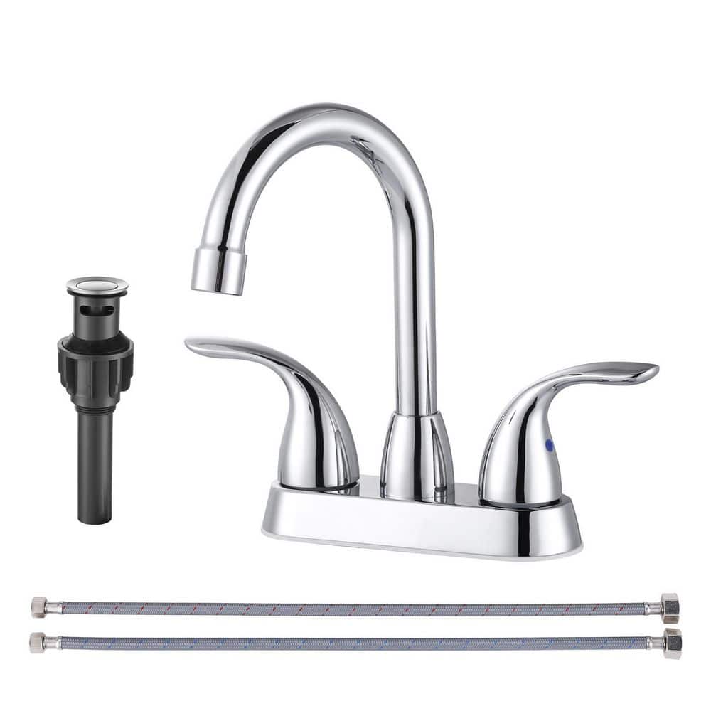 ALEASHA 4 in. Centerset Double Handle Bathroom Faucet with Pop-Up Drain ...