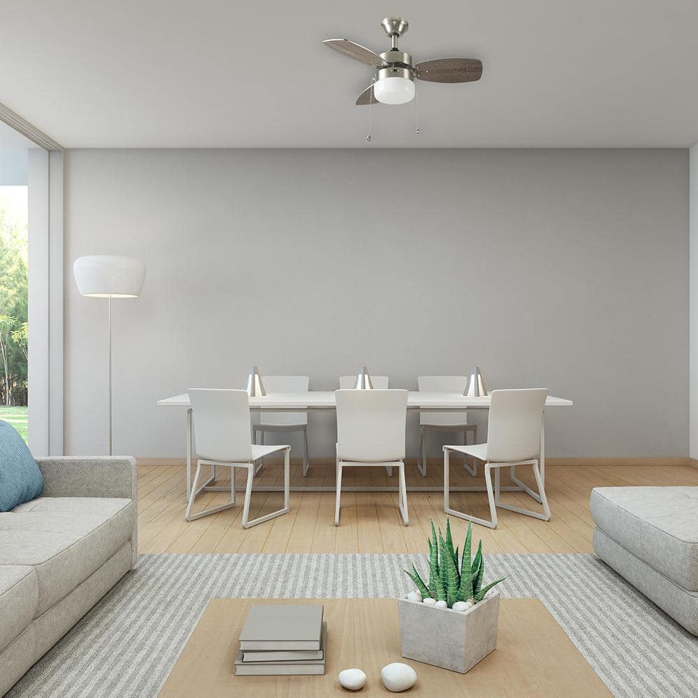 Hampton Bay Triplicity 30 in. Indoor Brushed Nickel Ceiling Fan ...