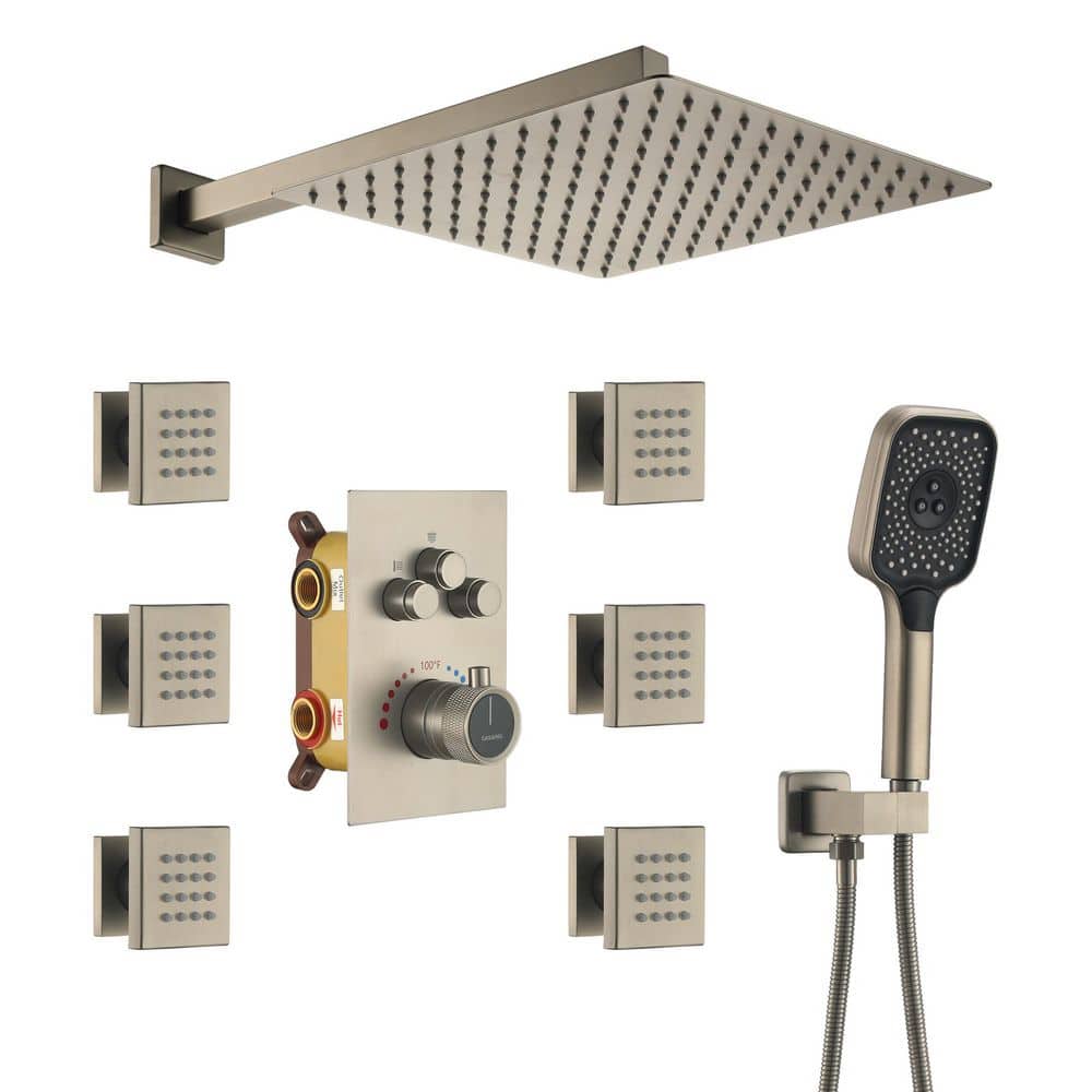 Boyel Living 3-spray 12 in Thermostatic Dual Shower Head, Handheld ...
