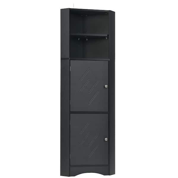 YSQCAR 21 in. W x 12.8 in. D x 61 in. H Black MDF Freestanding Triangle ...