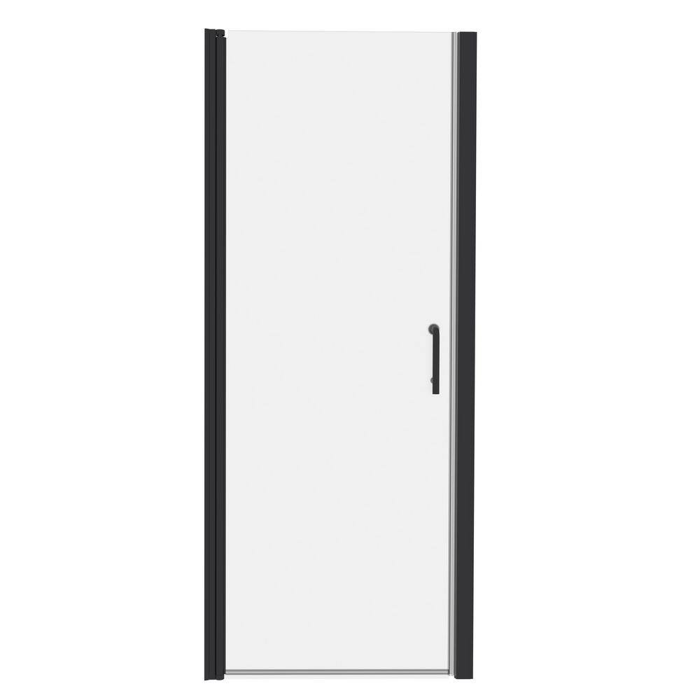 ORGANNICE 34 to 35-1/2 in. H Pivot Swing Frameless Shower Door in Black ...