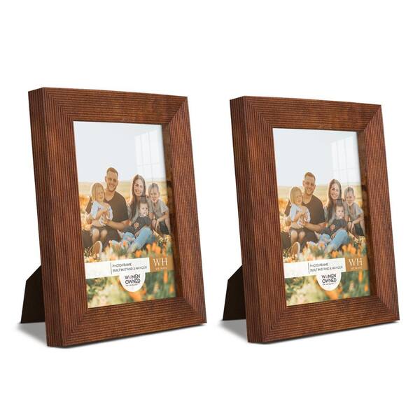 Wexford Home Grooved 3.5 in. x 5 in. Walnut Picture Frame (Set of 2 ...