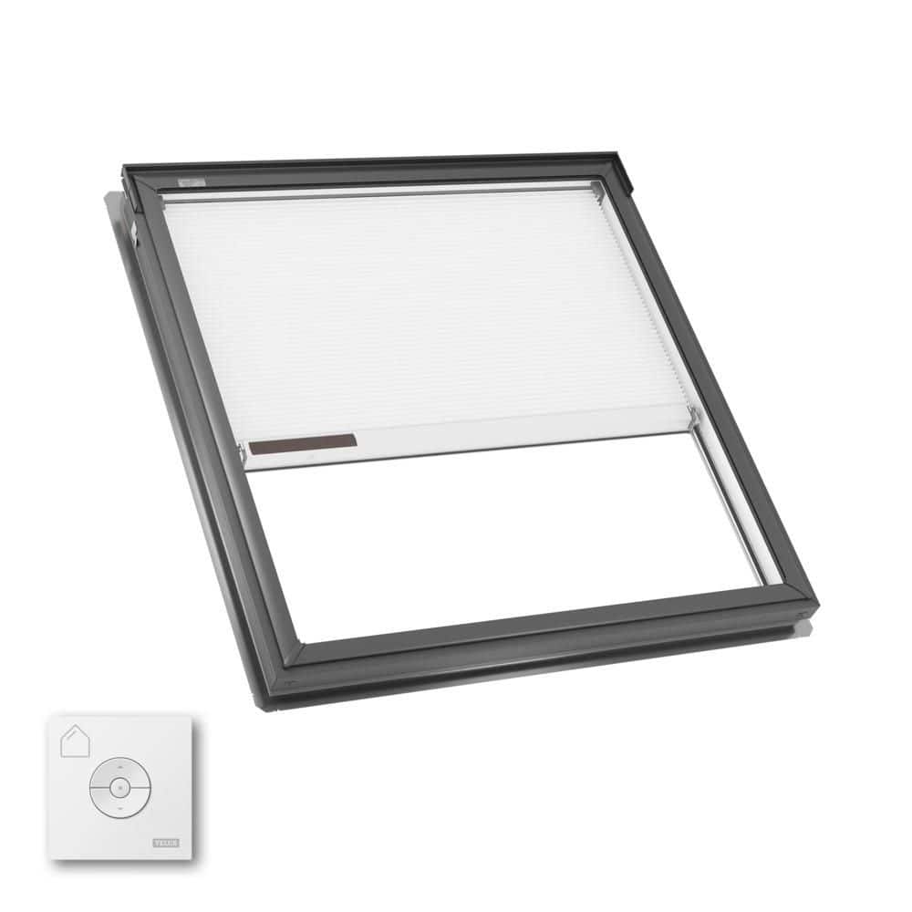 VELUX 44-1/4 in. x 45-3/4 in. Fixed Deck Mount Skylight w/ Laminated Low-E3 Glass, White Solar ...
