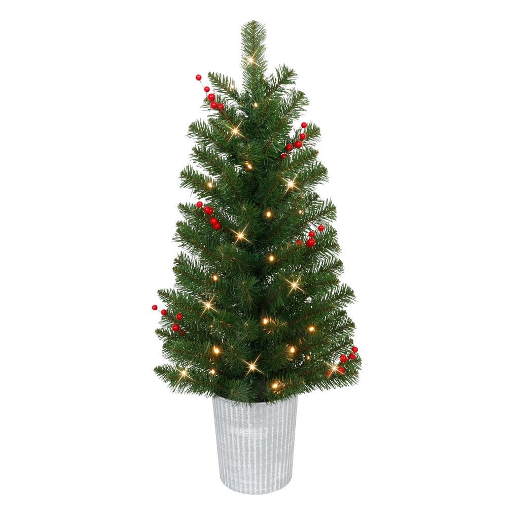 Puleo International 3.5 ft. Prelit Artificial Christmas Trees (Set of 2 ...