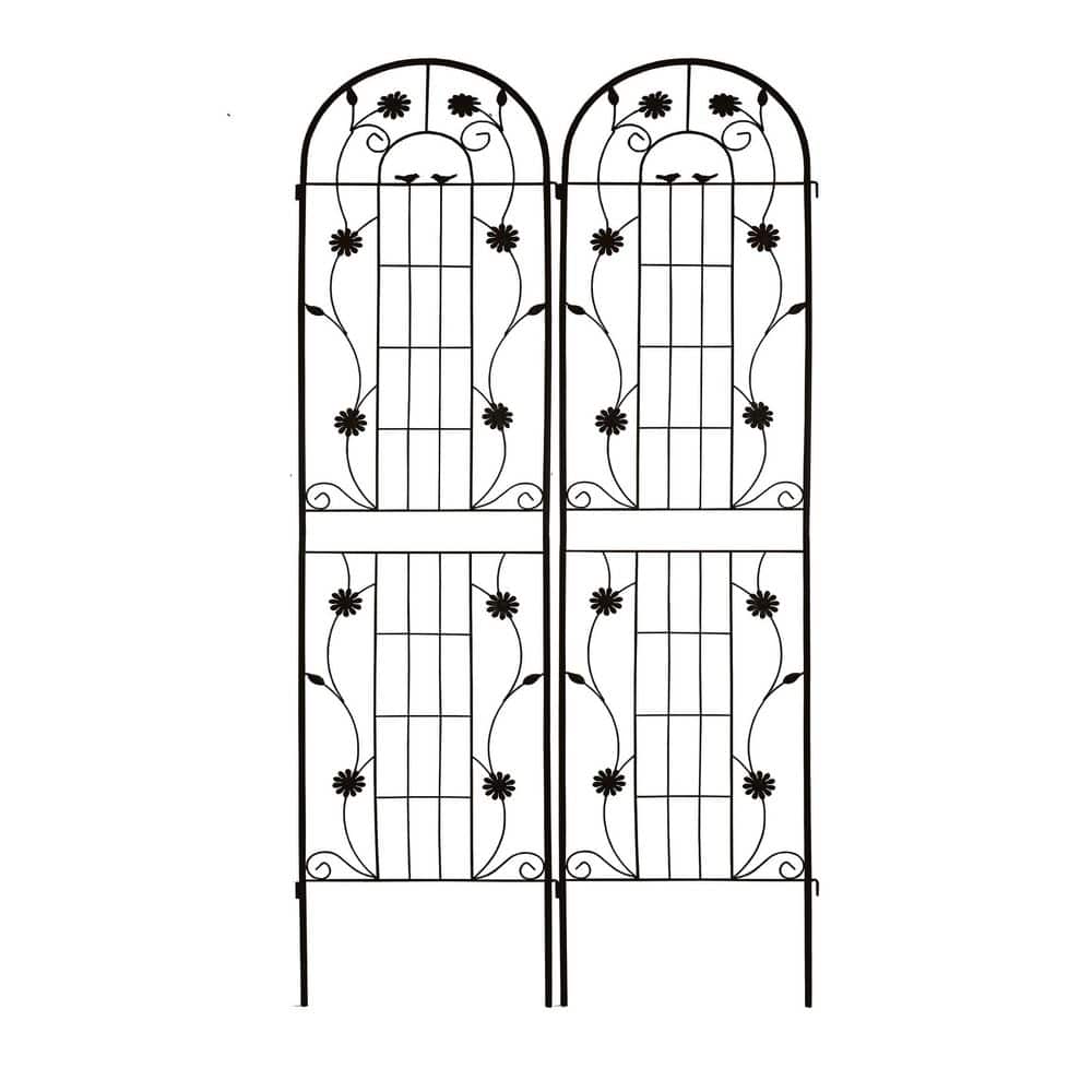 Jushua 2-Pack 86.7 in. x 19.7 in. Metal Garden Trellis Rustproof ...