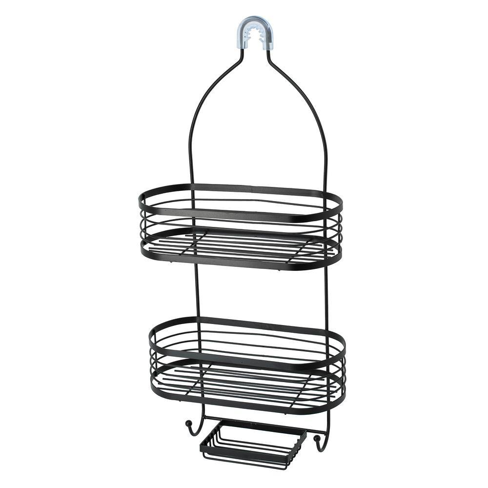 ACENTO 3-Tier Over the Shower Caddy with Banded Accents in Matte Black ...