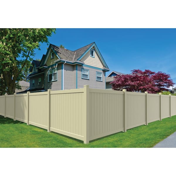 Sand Color Vinyl Fencing Privacy Fence Freedom Emblem 5 Ft H X 8 Ft W