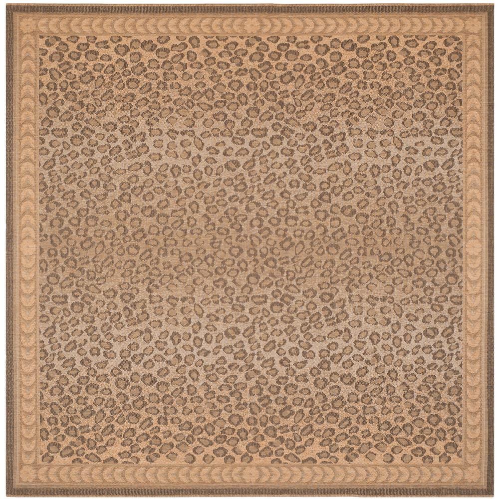 SAFAVIEH Courtyard Natural/Gold 8 ft. x 8 ft. Square Animal Print ...