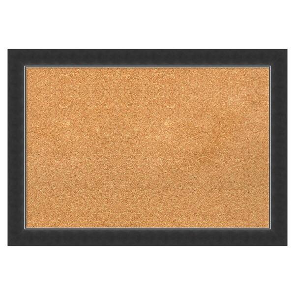 Amanti Art Corvino Black Narrow Wood Framed Natural Corkboard 27 in. x ...