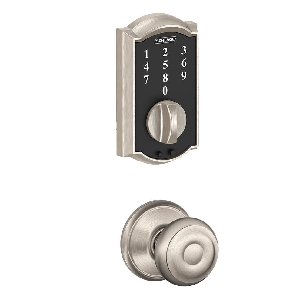 Schlage Camelot Satin Nickel Touch Electronic Keypad Door Lock Deadbolt ...