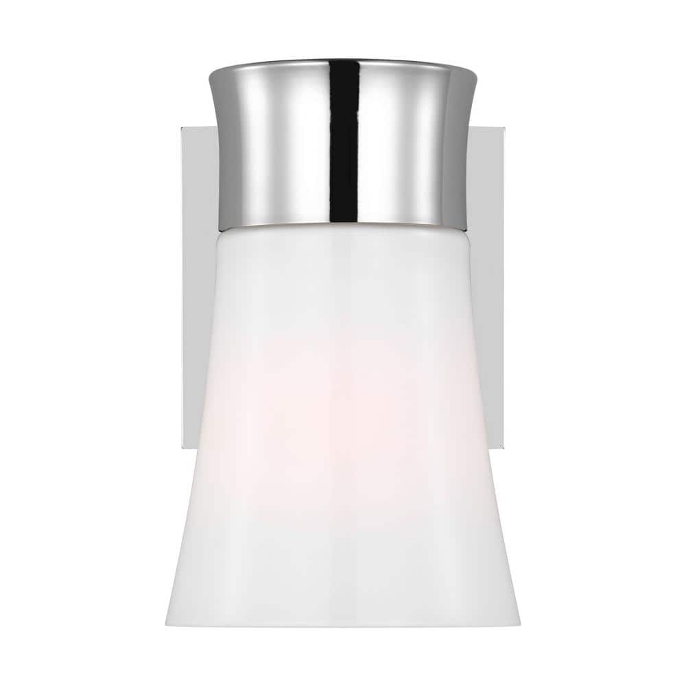 SCOTT LIVING Roy 5 in. 1-Light Chrome Small Vanity Light with Milk ...