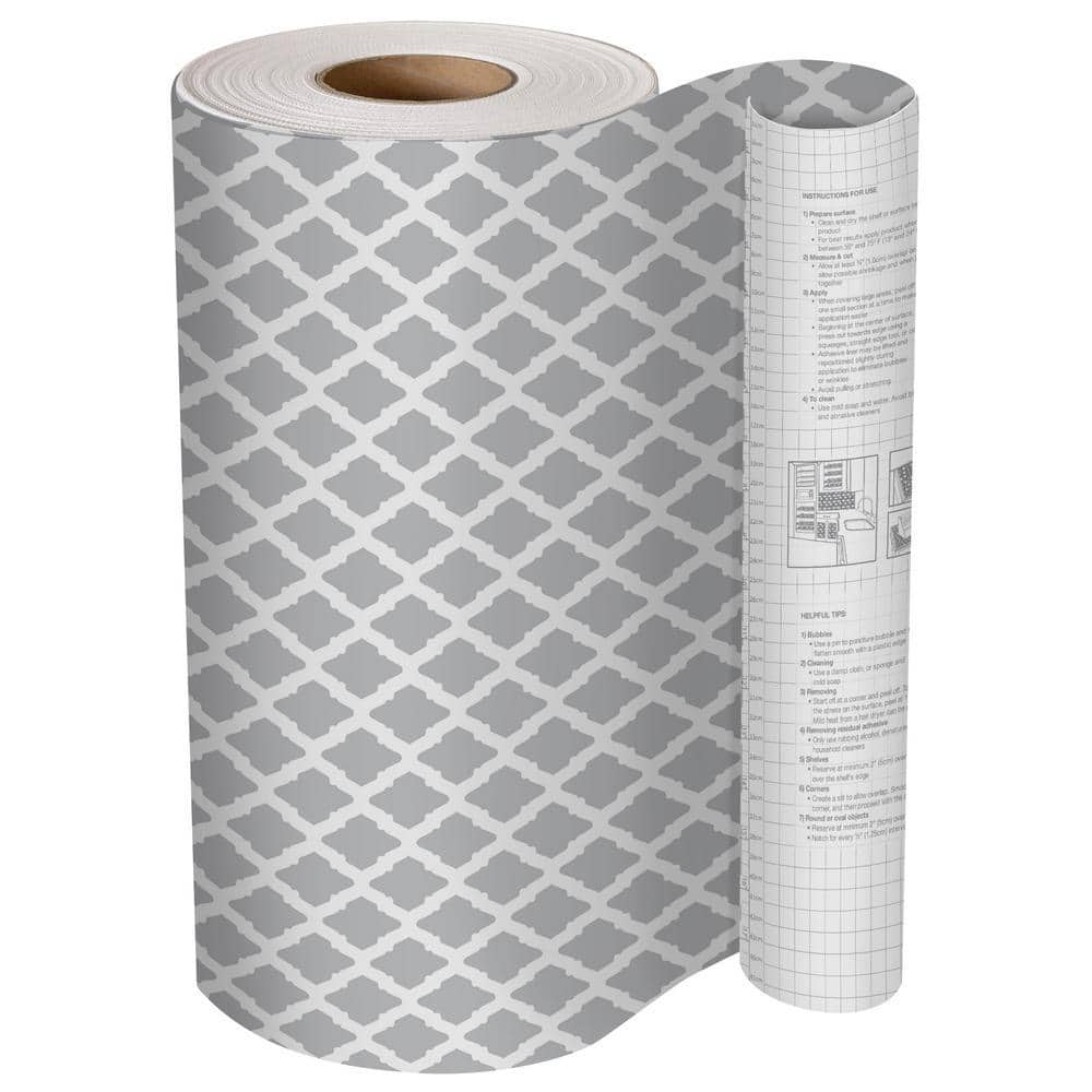 Smart Design Adhesive Metro Gray Lattice 18 in. D x 240 in L Geometric ...