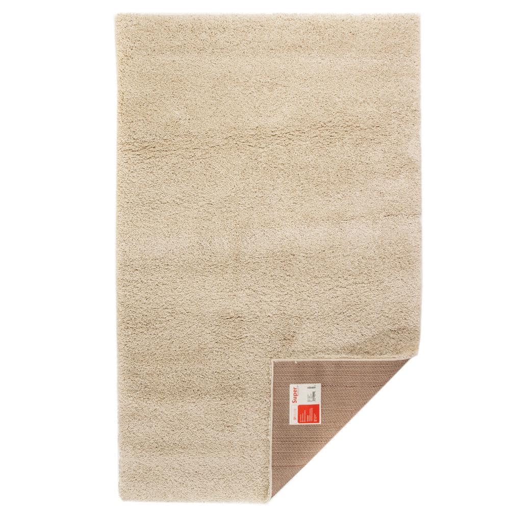 Super Area Rugs Soft and Cozy Solid Shag Beige 4 ft. x 6 ft. Area Rug ...