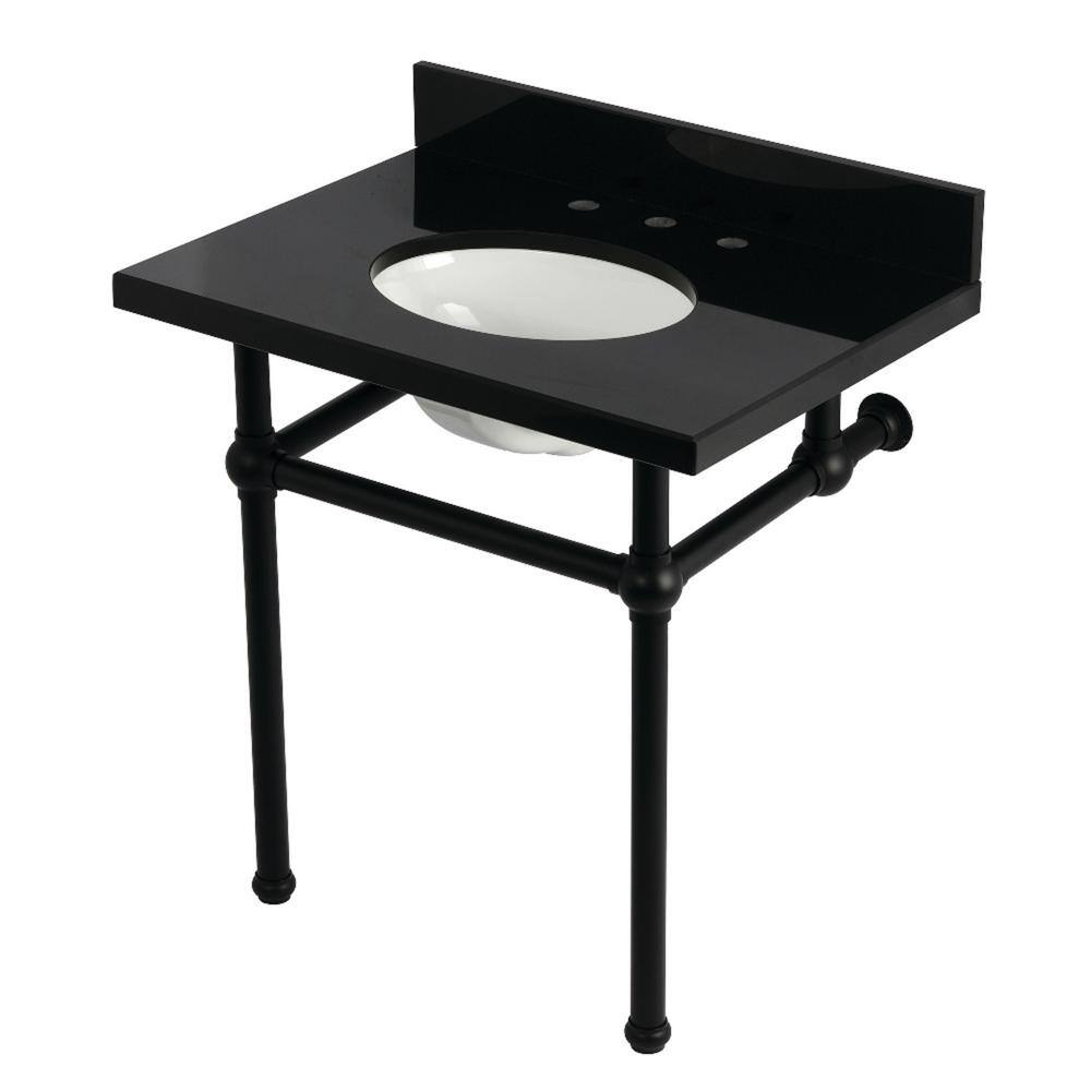 Kingston Brass Templeton 30 in. Granite Console Sink Set with Brass ...