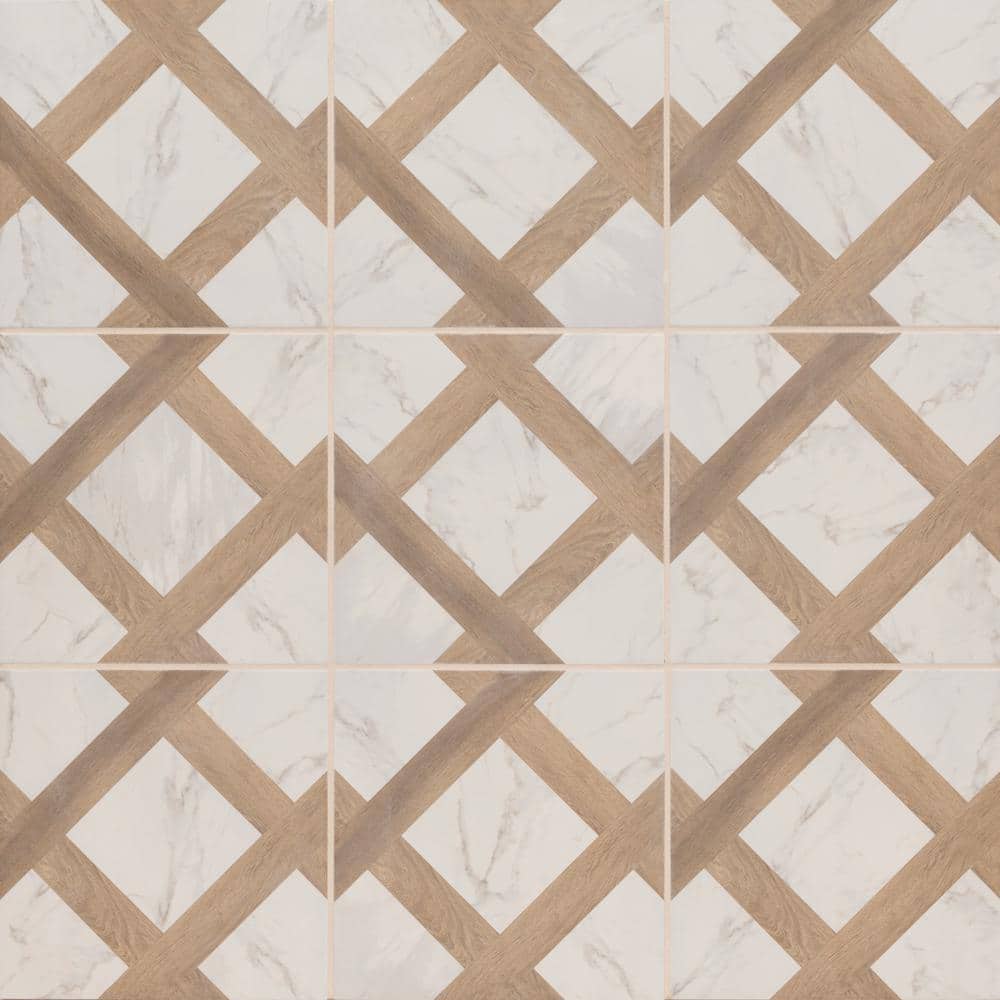 MSI Marble Wood White 10 in. x 10 in. Matte Porcelain Floor and Wall ...