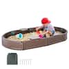 VEVOR Sandbox with Cover, 3 ft. W x 6 ft. L Oval Sandbox, HDPE Sand Pit ...