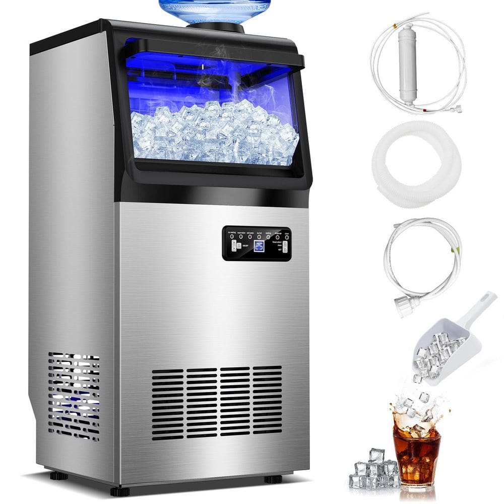 Tylza 14 in. 120 lbs. Full Size Ice Cube Per Day Freestanding Ice Maker ...