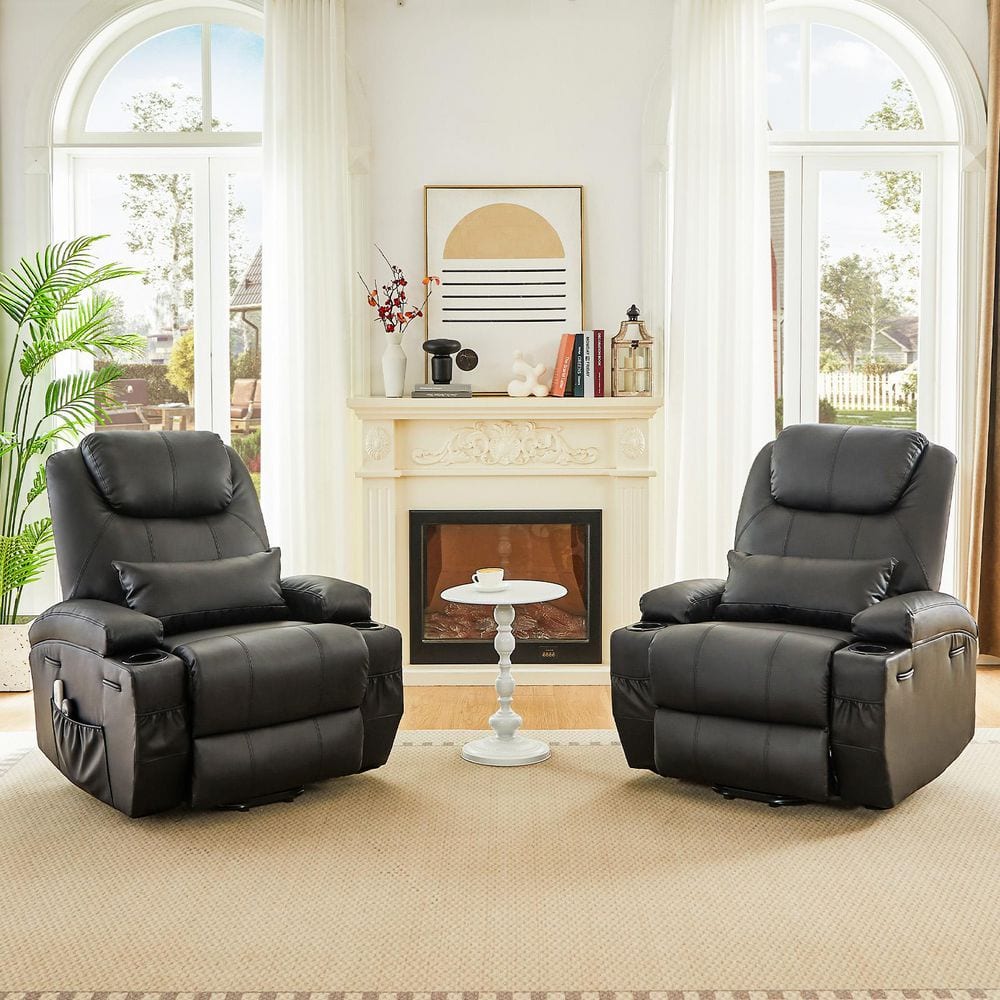 Bestier 35 In W Black Power Lift Recliner Chair With 8 Point Massage