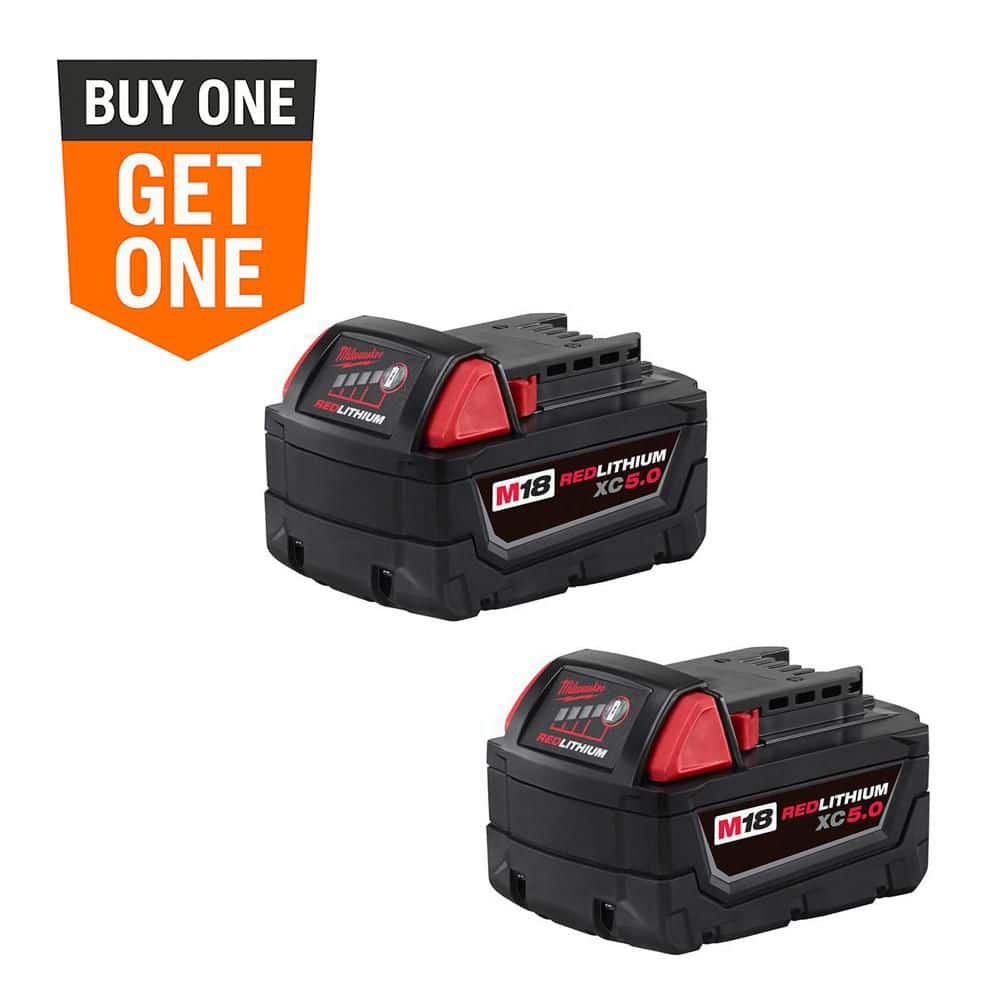 Milwaukee M18 18-Volt Lithium-Ion XC Extended Capacity 5.0 Ah Battery ...