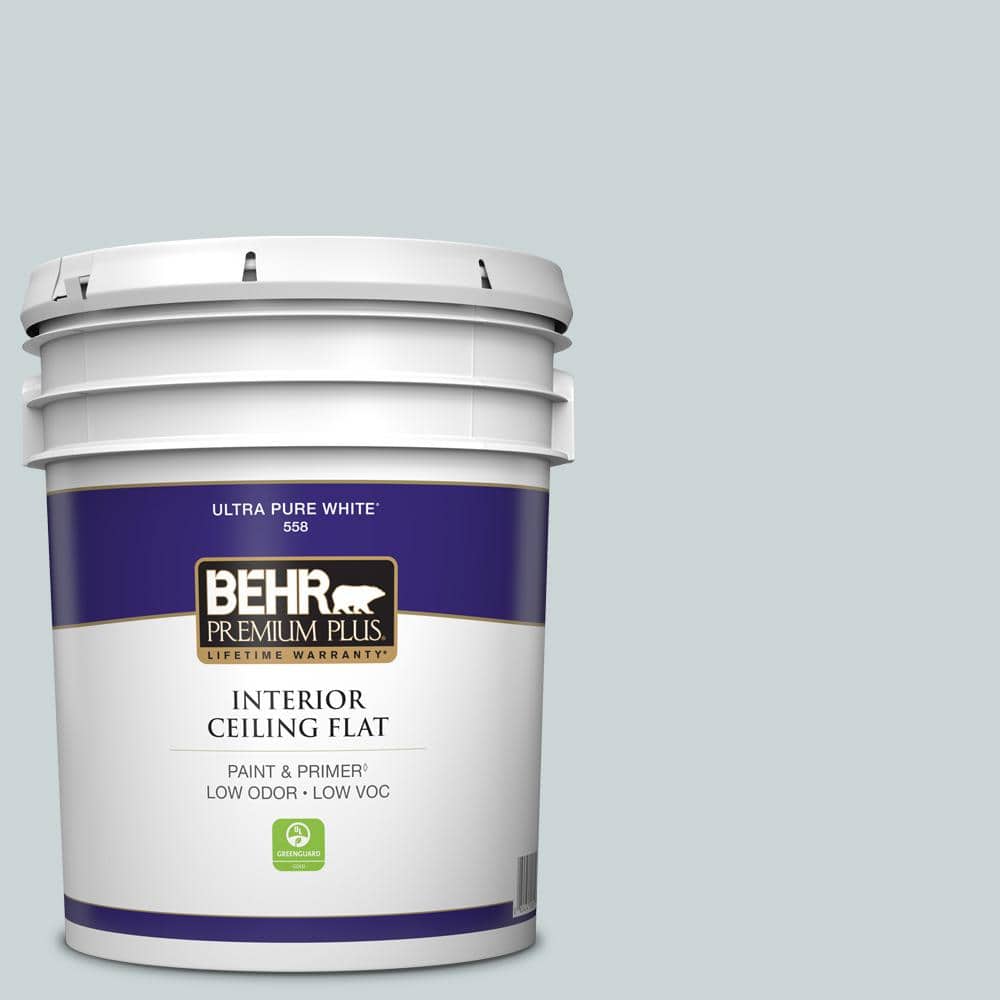 BEHR PREMIUM PLUS 5 gal. #N470-1 Ash Blue Ceiling Flat Interior Paint ...