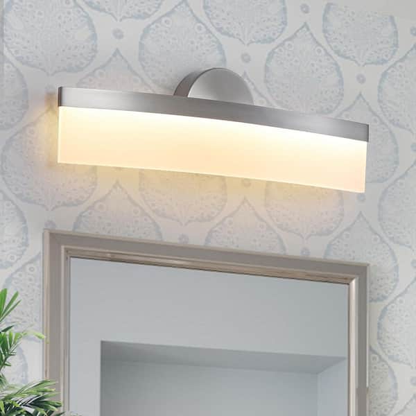 HUOKU Niebla 1-Light 19.7 in.W Brushed Nickel Integrated LED Vanity ...