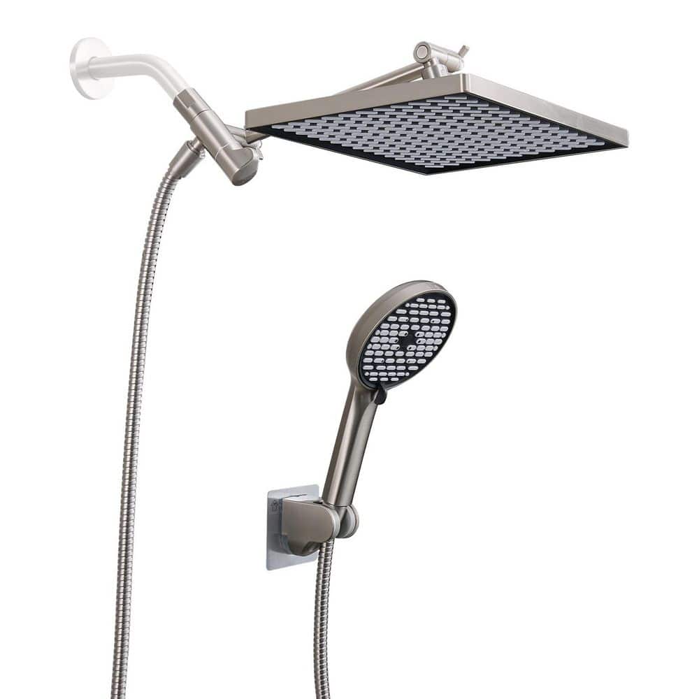 Heemli Rainfall Shower Head Combo 6-Spray 12 in. Wall Mount Dual Shower ...
