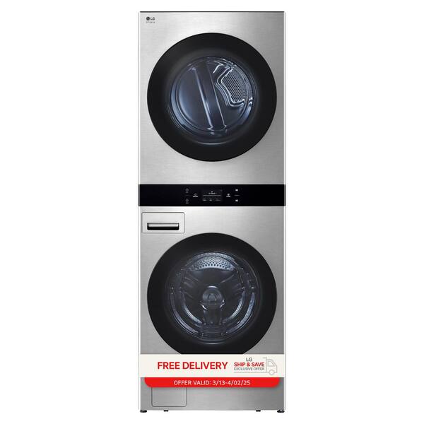 LG STUDIO WashTower Stacked SMART Laundry Center in Noble Steel 5.0 Cu ...