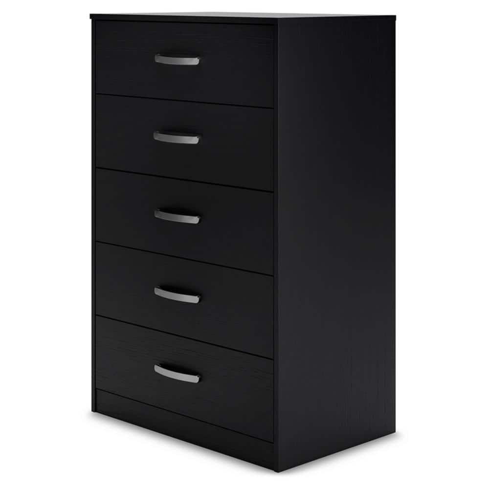 Signature DESIGN BY ASHLEY Finch Black 5 Drawer 29.88 in. Chest of ...