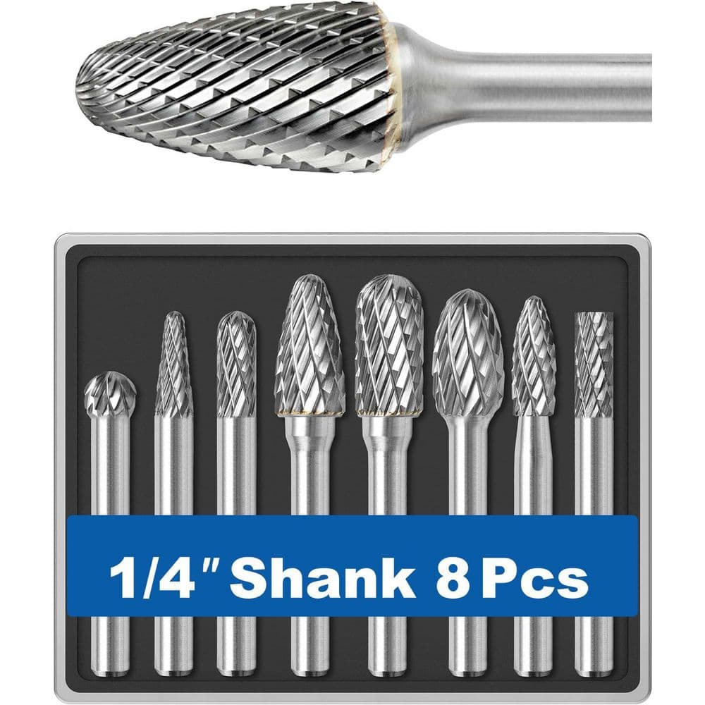 MYWISH 1/4 in. Tungsten Carbide Rotary Bit, Carbide Burr Assortment (8 ...