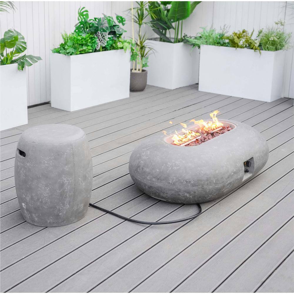 moda furnishings Gray Oval Outdoor Dining Fire Pit Table with Extension ...
