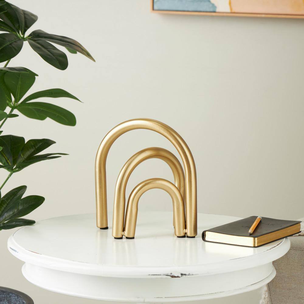 Litton Lane 4 in. x 8 in. Gold Metal Overlapping Arch Geometric ...