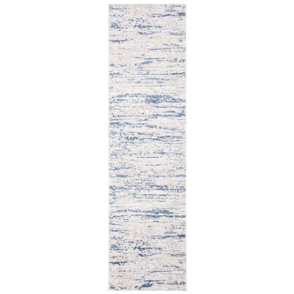 SAFAVIEH Amelia Ivory/Blue 2 ft. x 18 ft. Abstract Striped Runner Rug ...