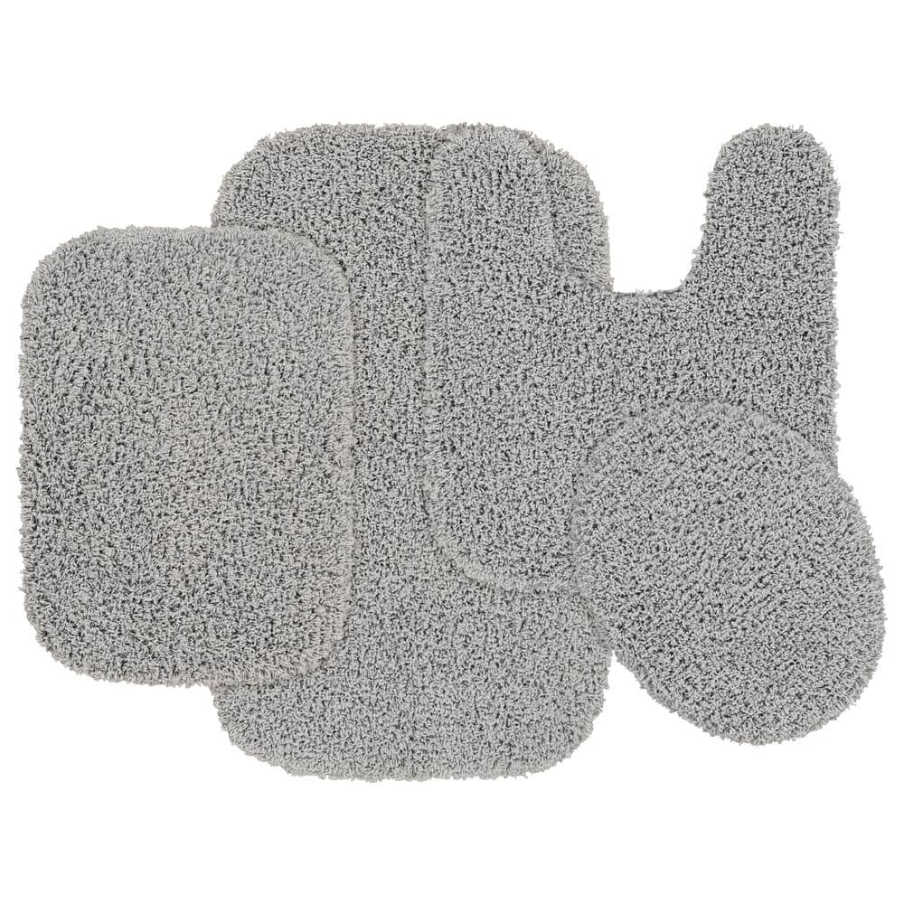 Garland Rug Platinum Gray Jazz Shaggy Nylon 4- Piece Bath Rug Set ...