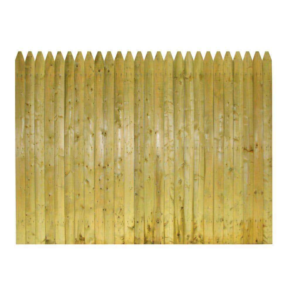 6 ft. x 8 ft. Pressure-Treated Spruce Pine Fir 4 in. Moulded Stockade ...