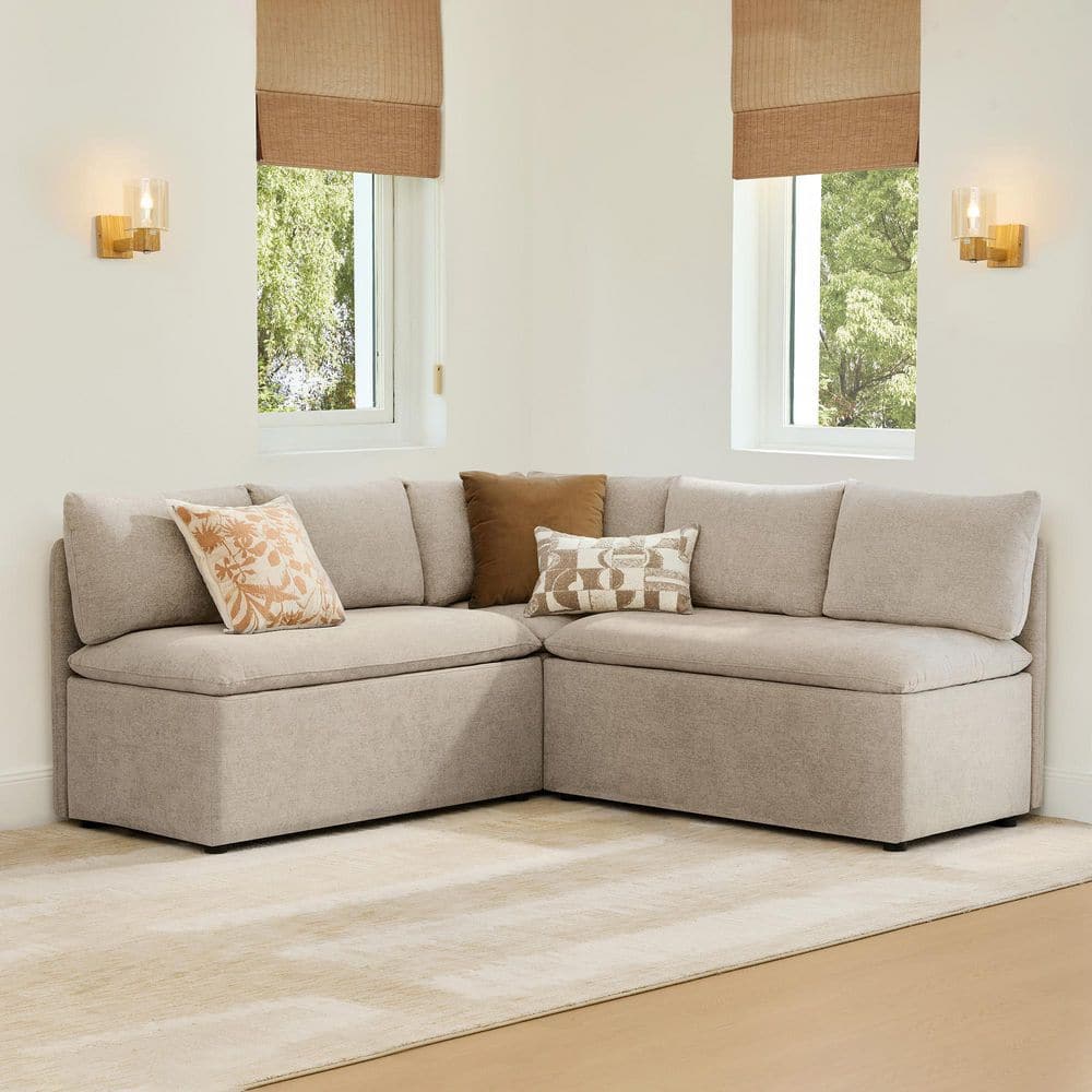 Spruce & Spring Ellis 5-Piece Khaki Fabric L Shaped Dining Chair with ...
